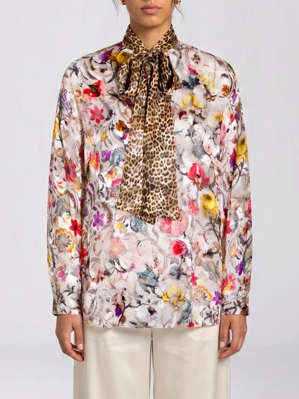 Roberto Cavalli Blouse In Printed Silk Blend