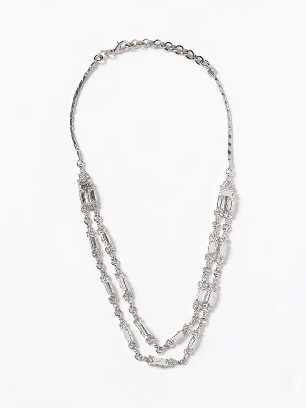Alessandra Rich Brass Necklace With Set Rhinestones