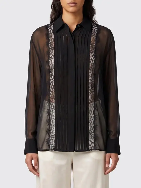 Roberto Cavalli Shirt In Silk With Lace Inserts