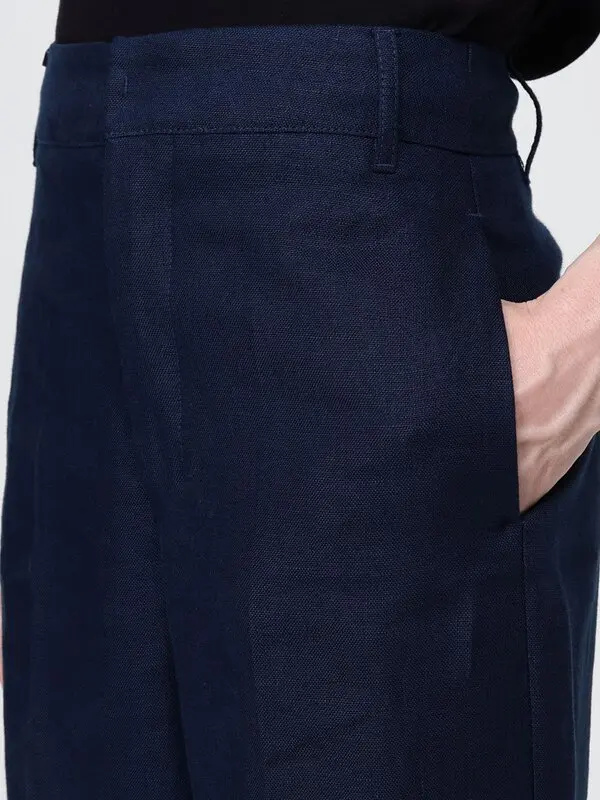 Max Mara Wide Leg Linen Trousers - Blue