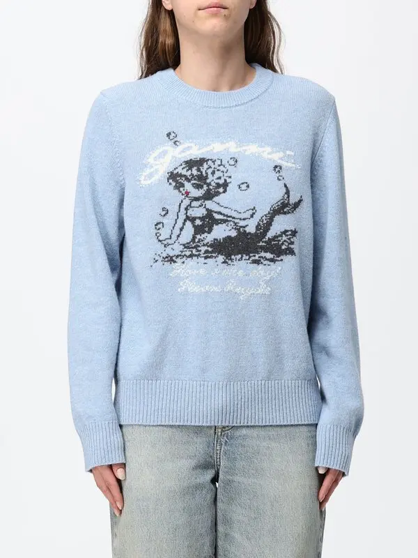 GANNI Recycled Wool-blend Sweater With Graphic Jacquard Logo