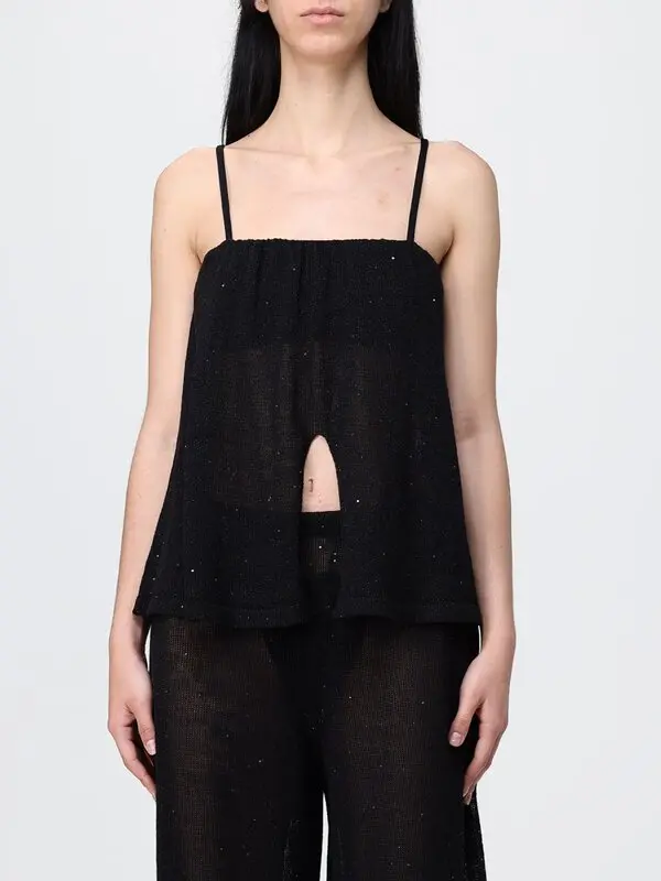Liviana Conti Cotton Knit Top With Sequins