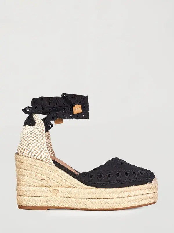 Charo Ruiz Ibiza Wedge Espadrilles In Broderie Anglaise Cotton