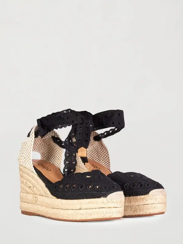 Charo Ruiz Ibiza Wedge Espadrilles In Broderie Anglaise Cotton