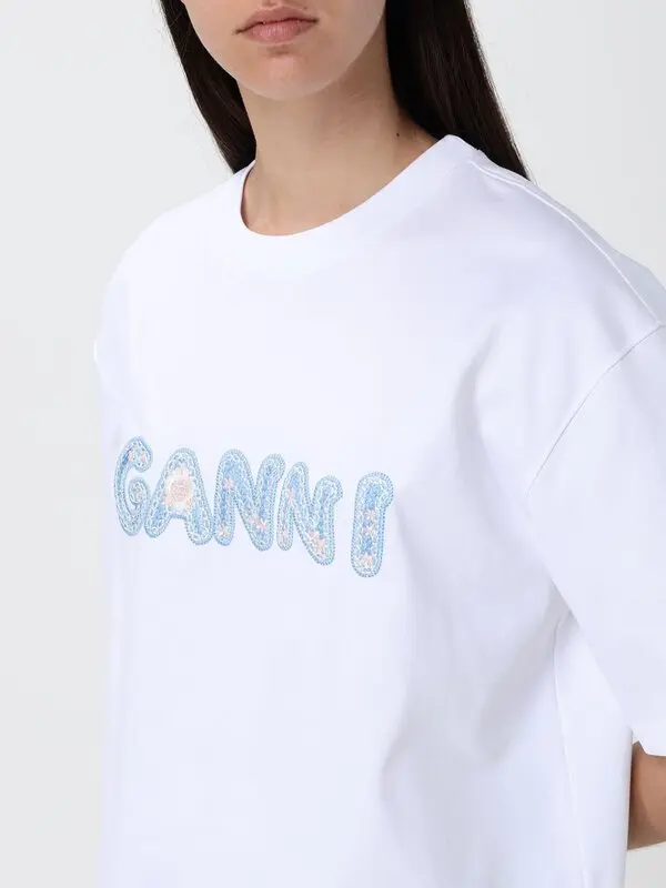 GANNI Organic Cotton T-shirts With Logo