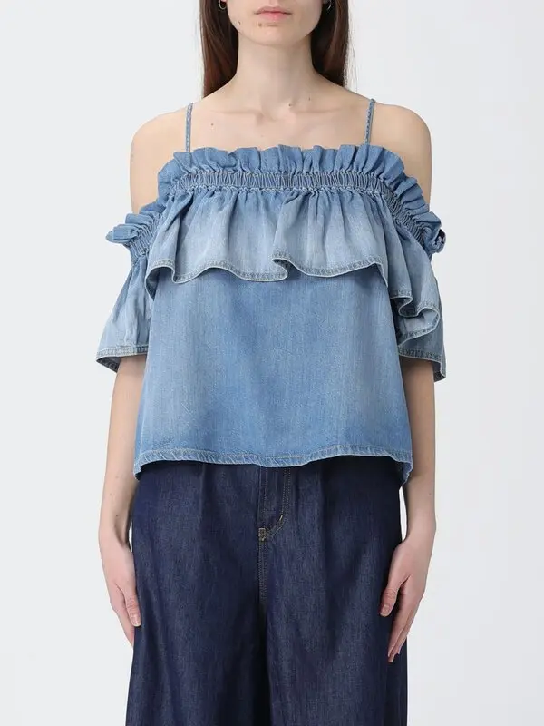 Pinko Cotton Top With Ruffles