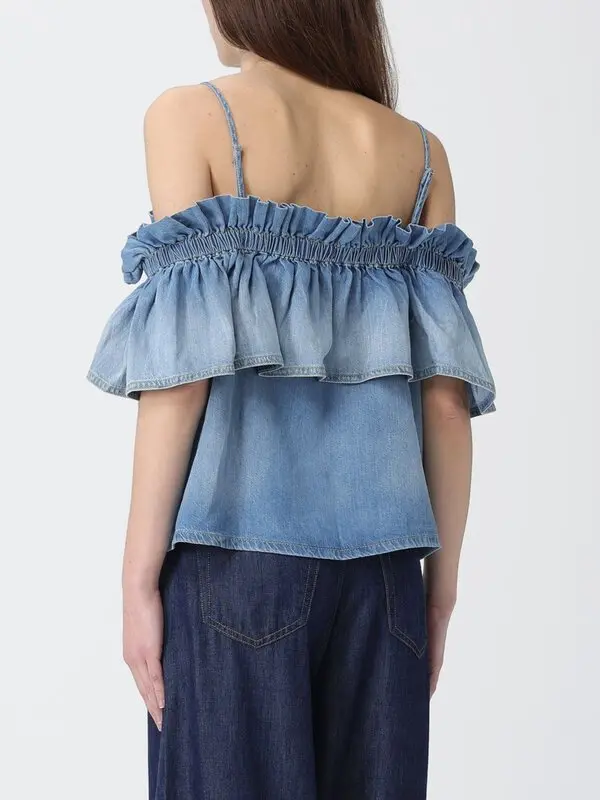 Pinko Cotton Top With Ruffles