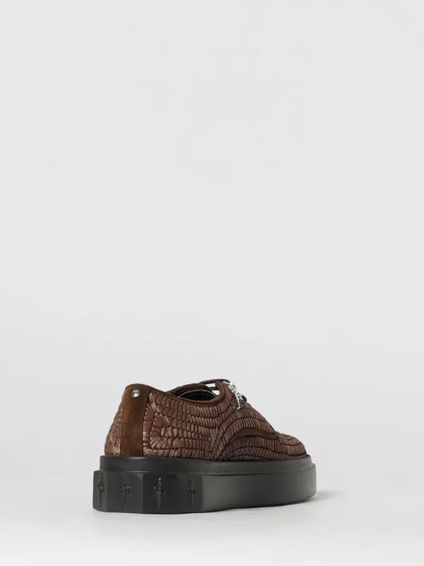 Paciotti Woven Raffia And Suede Derby Shoes