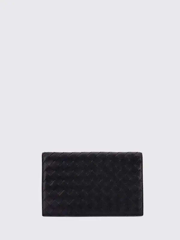 Bottega Veneta Bifold Document Holder In Calf Leather With Intrecciato Motif - Black