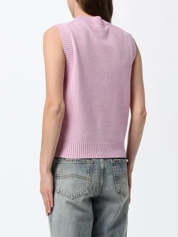 GANNI Slim Fit Recycled Wool-blend Knit Vest With Jacquard Logo