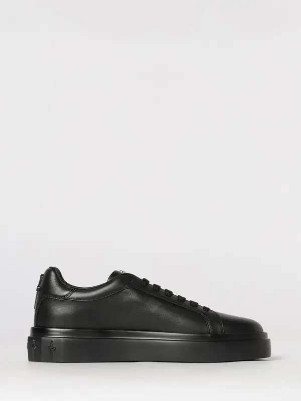 Paciotti Smooth Leather Lace Up Sneakers - Black