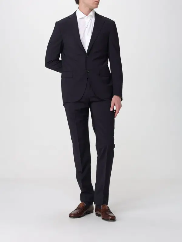 Corneliani Single-breasted Stretch Virgin Wool Suit - Blue