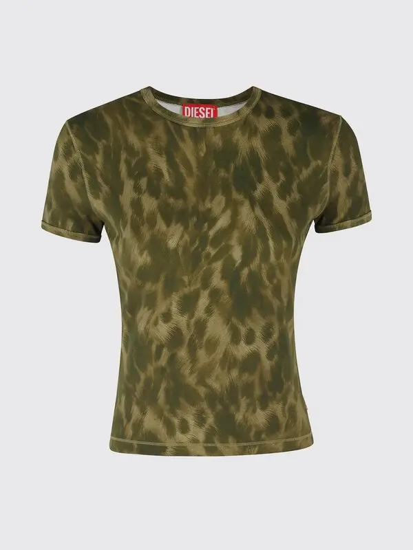 DIESEL® Slim Fit Crewneck T-shirt With Animalier Print - Green