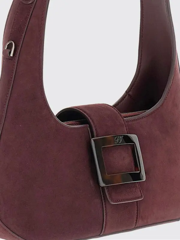 ROGER VIVIER Suede Sheepskin Handbag With Logo Plaque