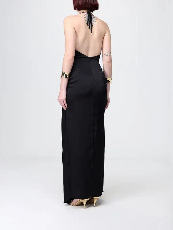 SIMONA CORSELLINI Satin Halterneck Maxi Dress