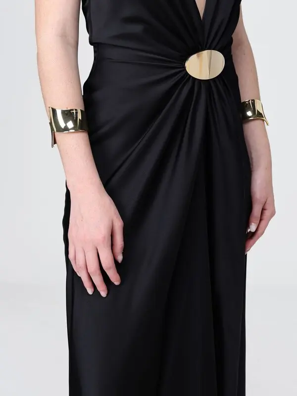 SIMONA CORSELLINI Satin Halterneck Maxi Dress