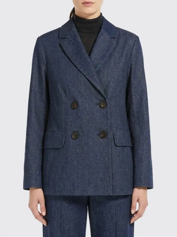 Max Mara Double-breasted Stretch Denim Blazer