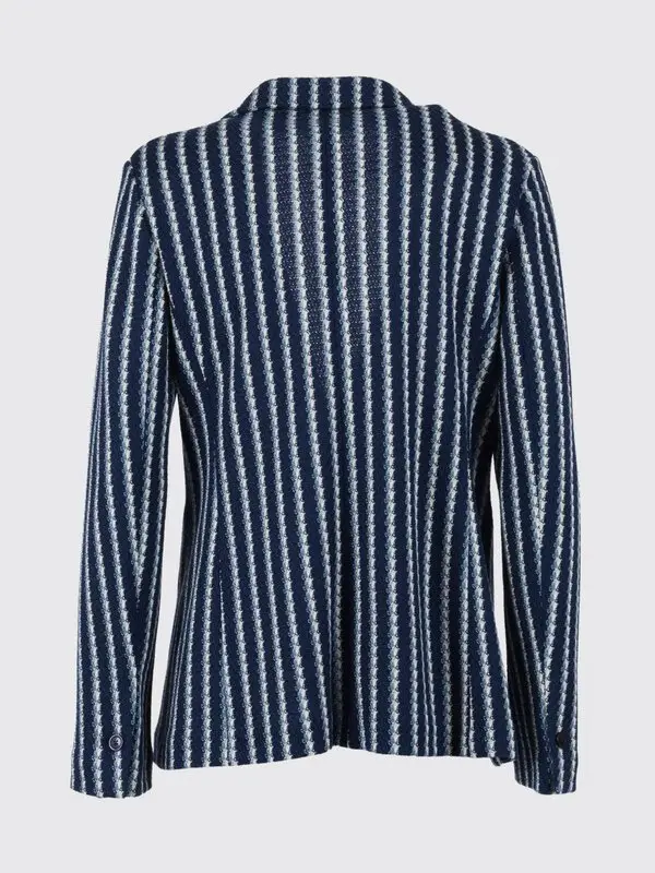 CIRCOLO 1901 Striped Cotton Single-breasted Blazer - Blue