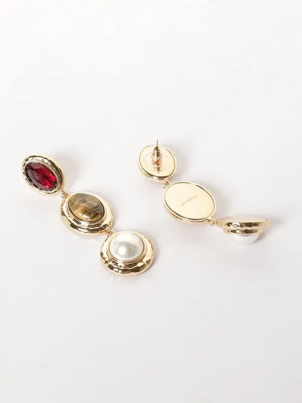 SELF-PORTRAIT Brass Drop Earrings With Stones