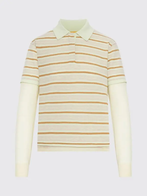 Guest In Residence Striped Long-sleeve Polo Shirt - Lime