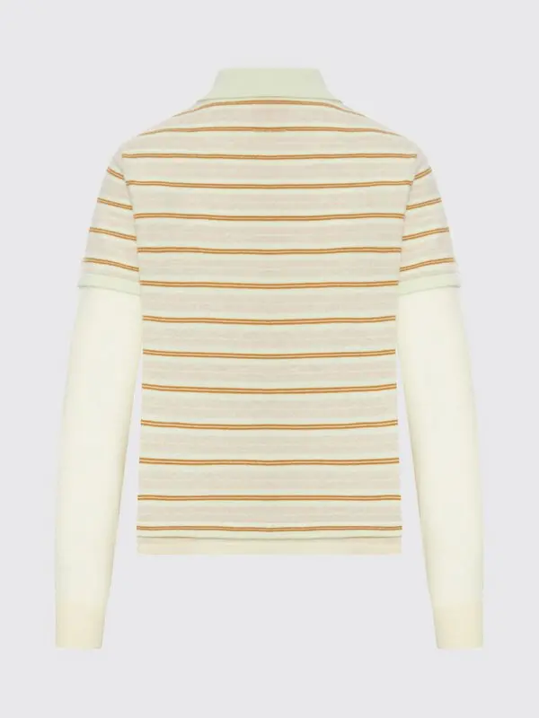 Guest In Residence Striped Long-sleeve Polo Shirt - Lime