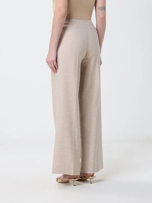 SIMONA CORSELLINI Linen Wide Trousers With Metal Inserts
