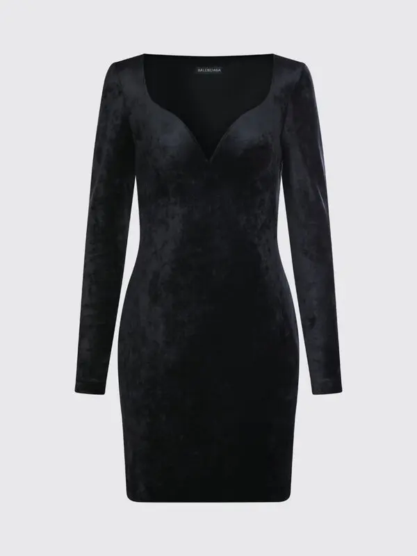 Balenciaga Mini Velvet Dress With Sweetheart Neckline