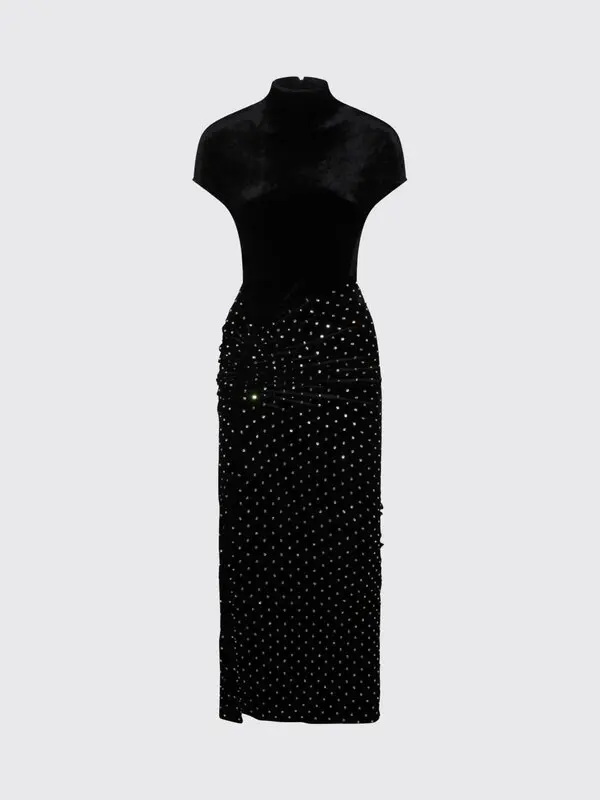 Alaïa Velvet Midi Dress With Rhinestone Embellishments