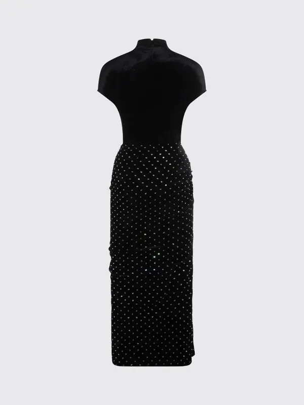 Alaïa Velvet Midi Dress With Rhinestone Embellishments