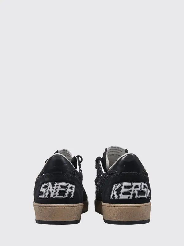 GOLDEN GOOSE Ball Star Leather Sneakers With Glitter And Distressed Effect