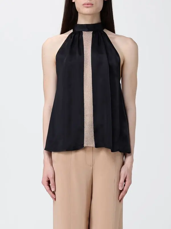 SIMONA CORSELLINI Satin And Rhinestone Top - Black