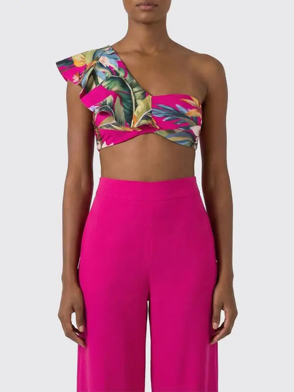 Farm Rio Polyamide Bikini Top With Tropical Print And Ruffles