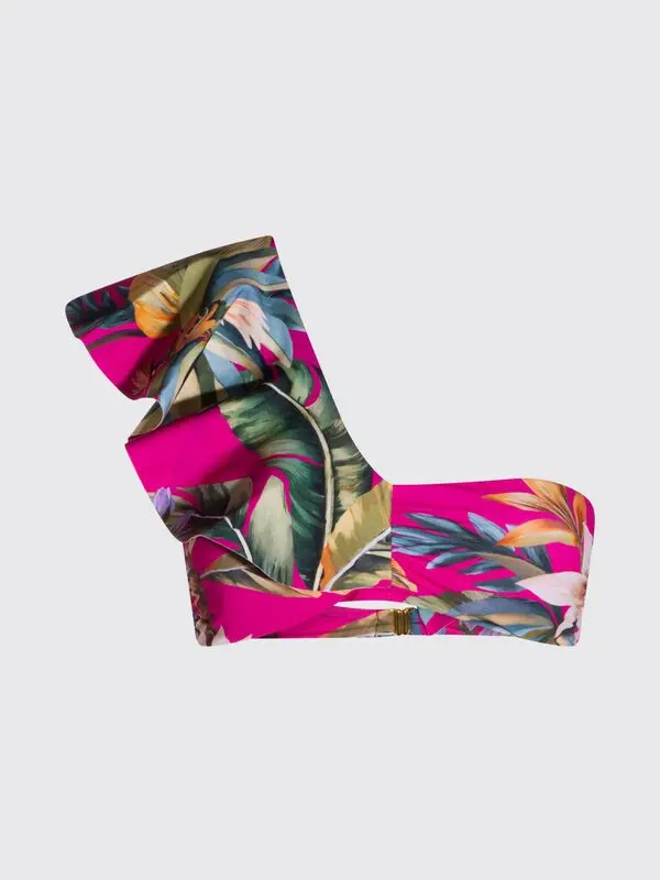 Farm Rio Polyamide Bikini Top With Tropical Print And Ruffles
