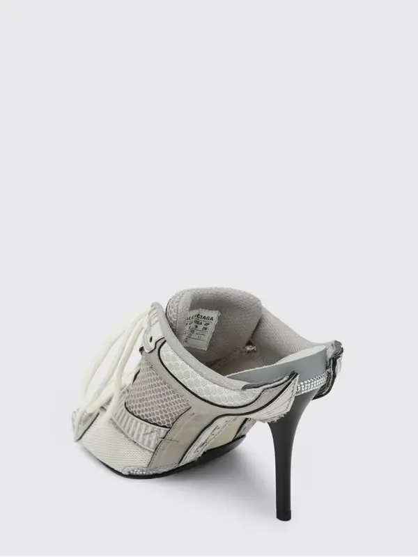 Balenciaga Stapler Mesh Mules With Mid Stiletto Heel - Grey
