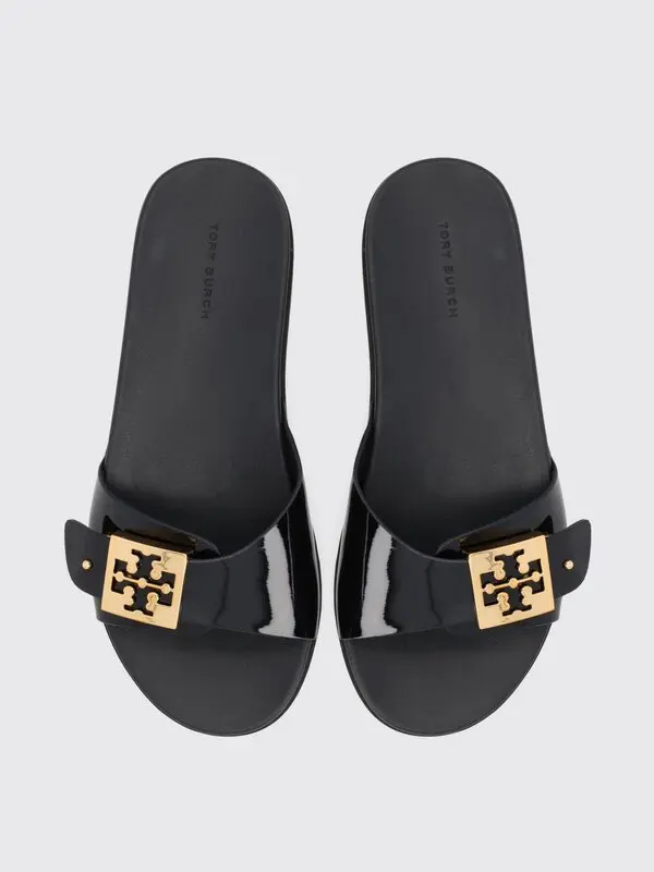 Tory Burch Mellow Rubber Mule Sandals With Double T Logo And Low Heel
