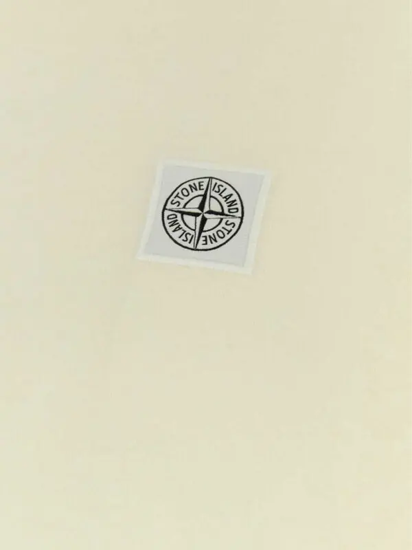 Stone Island Cotton T-shirt With Sleeve Logo Patch - Ivory