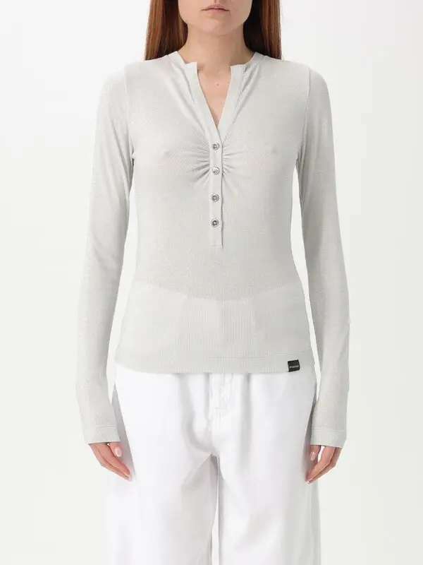 Pinko Ribbed Metallic Long Sleeve Top