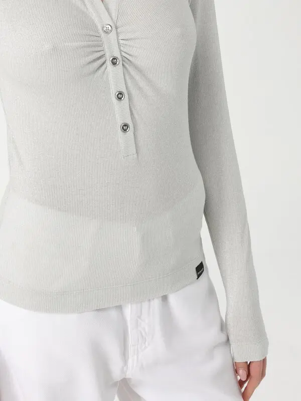 Pinko Ribbed Metallic Long Sleeve Top