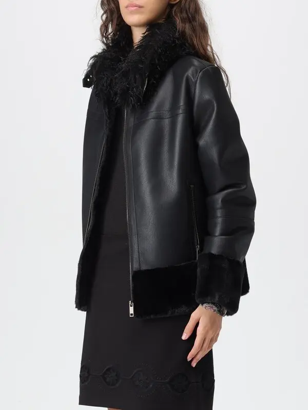 TWINSET Faux Fur Trimmed Leather Jacket