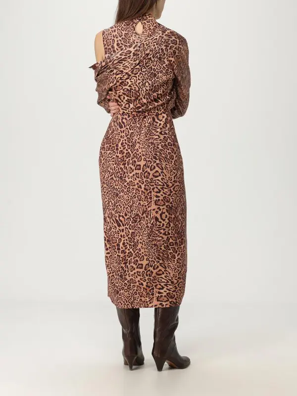 TWINSET Sleeveless Leopard Print Midi Dress