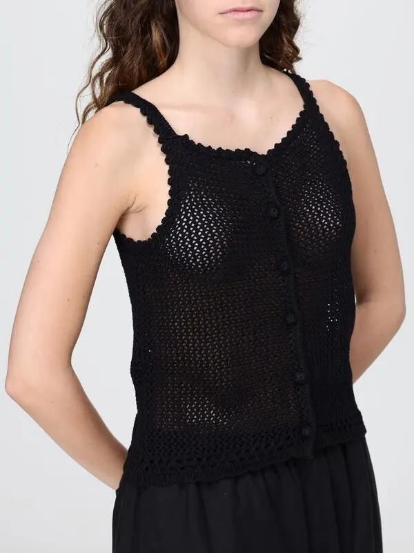 DUNST Crochet Knit Top - Black