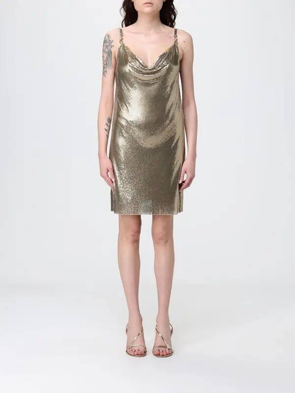 Versace Metallic Cowl Neck Slip Dress