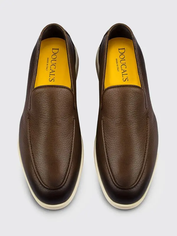 DOUCAL'S Grain Leather Loafer - Brown