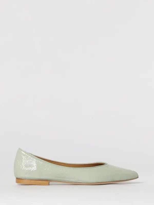 ANNA F. Leather Ballerina Flats - Sage