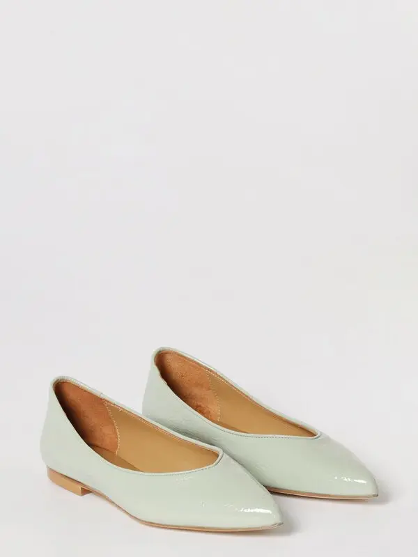 ANNA F. Leather Ballerina Flats - Sage