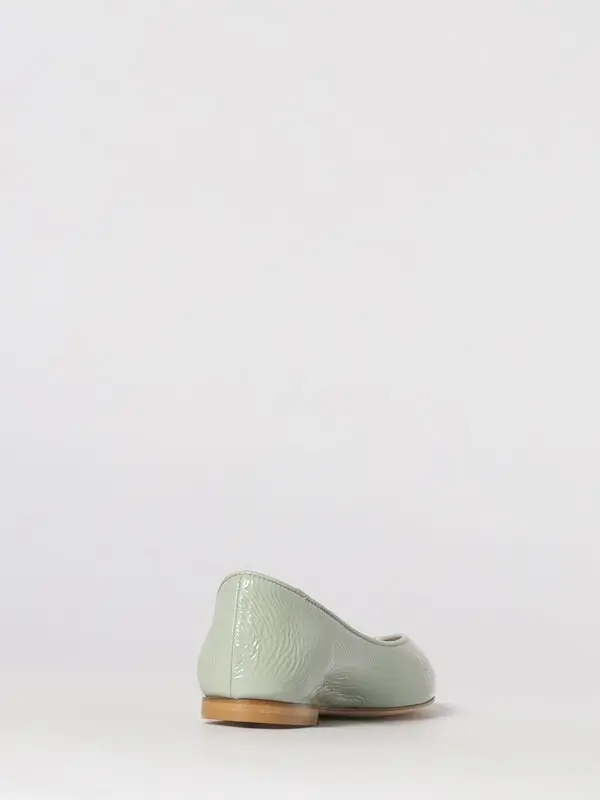 ANNA F. Leather Ballerina Flats - Sage