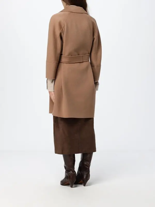 Max Mara Knee-length Robe Coat In Pure Virgin Wool - Beige