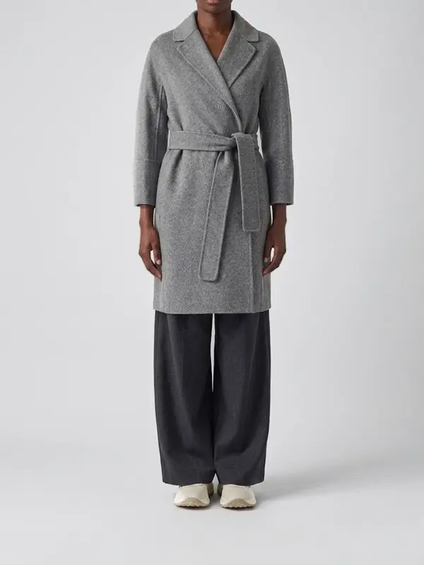 Max Mara S Virgin Wool Knee-length Robe Coat - Grey
