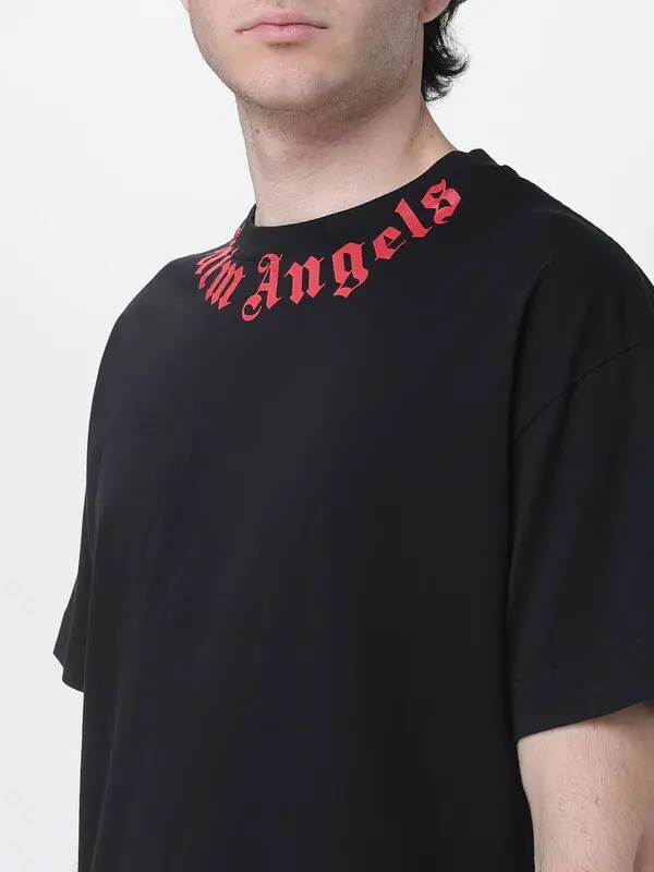 Palm Angels Cotton T-shirt With Logo - Black 1