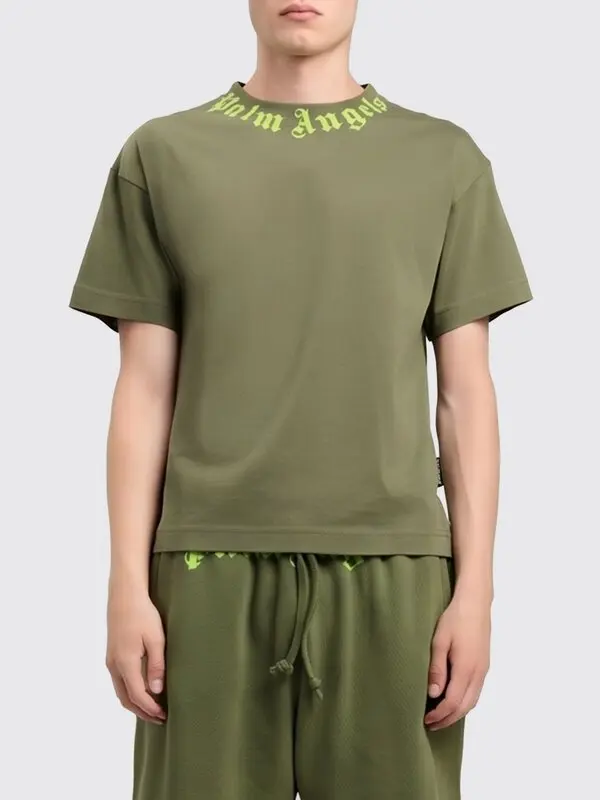 Palm Angels Cotton T-shirt With Logo - Green
